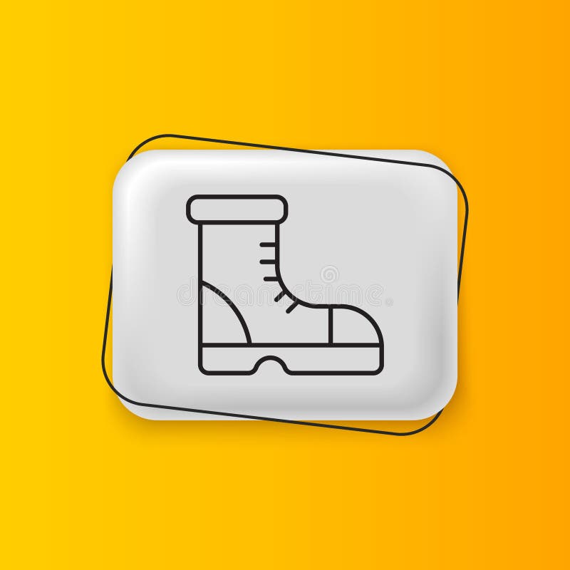 Black Hunter Boots Icon Isolated on Yellow Background. Silver Rectangle ...
