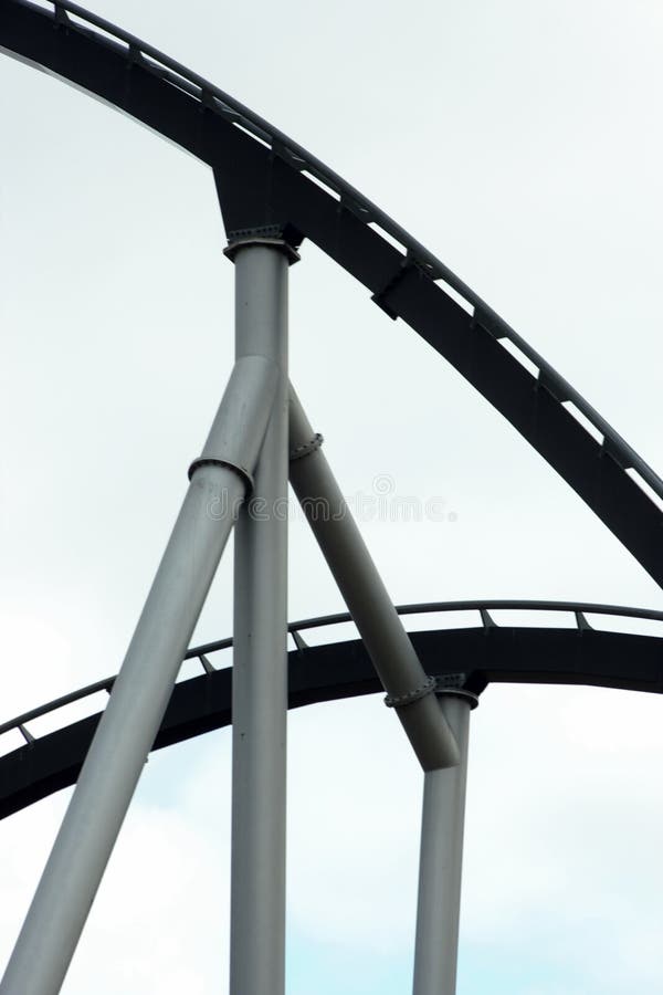 Black Roller Coaster Track and Silver Support Stock Image - Image of ...
