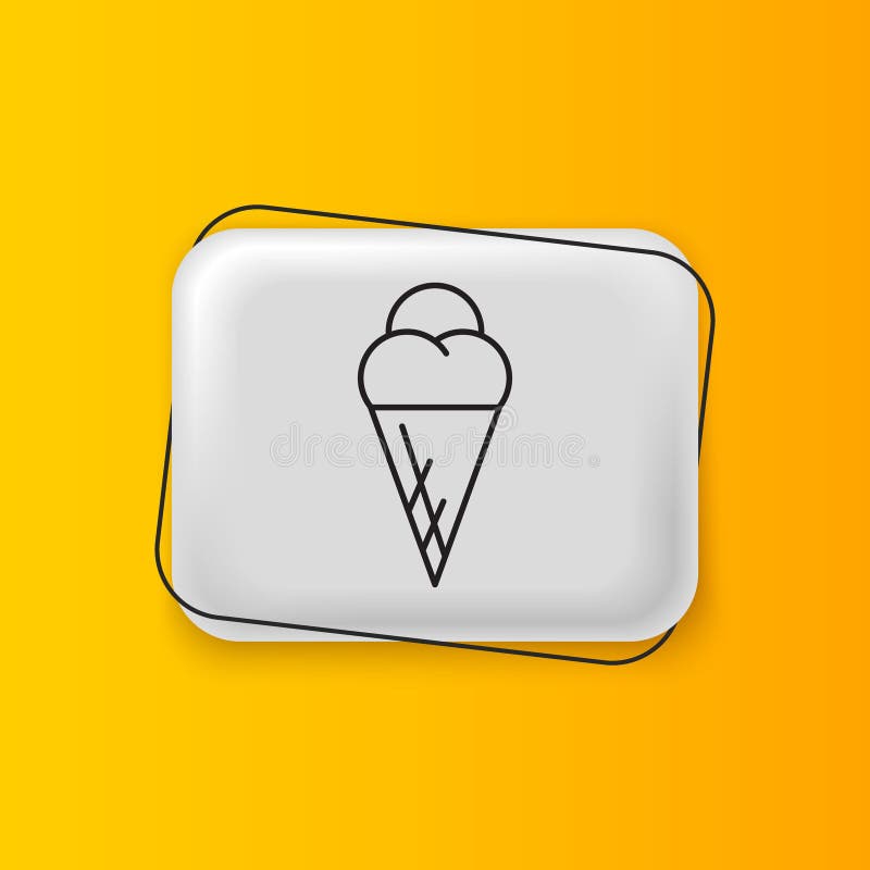 Black Ice Cream in Waffle Cone Icon Isolated on Yellow Background ...