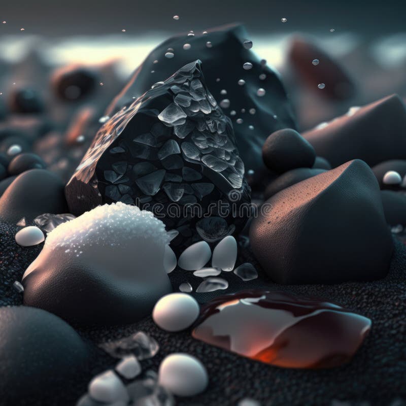 Black Ice and Pebbles Podium, Empty Showcase for Packaging Product ...