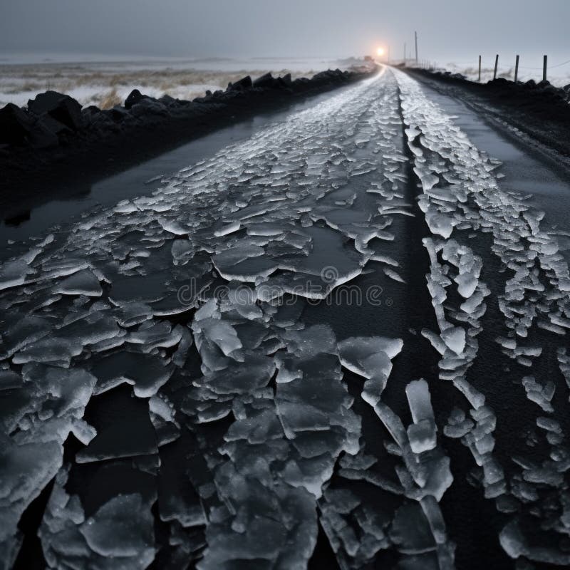 Black ice on the road stock illustration. Illustration of season ...