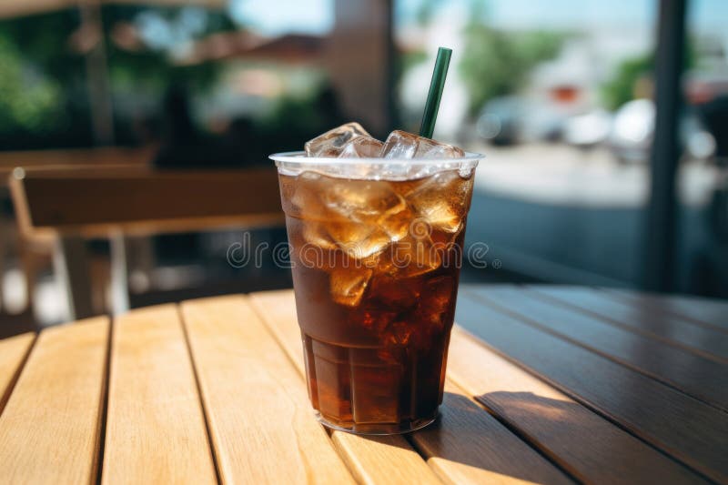 A Black Iced Coffee on the Table at a Coffee Shop Stock Illustration ...