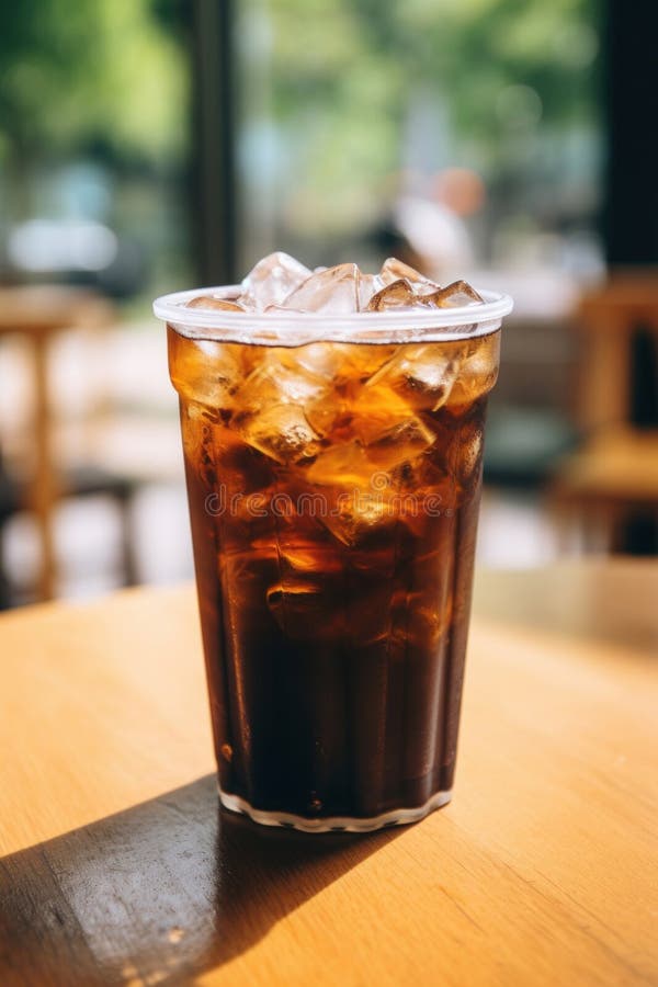 Black Iced Coffee on the Table in Coffee Shop Stock Illustration ...