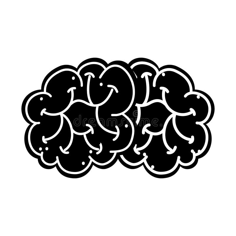 Black icon brain cartoon stock vector. Illustration of isolated - 93593540