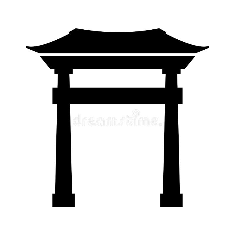 Black icon chinese gate stock vector. Illustration of history - 93411038