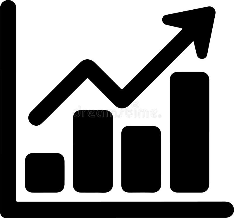 Growth Chart Icon: Upward Trend Graph, Business Success Symbol Stock ...