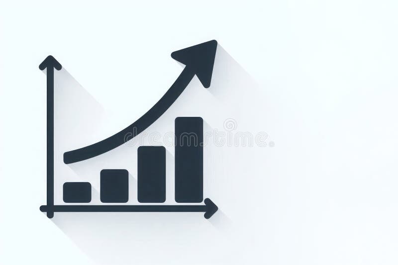 Black Icon of the Growth Chart with an Up Arrow. Space for Text. Stock ...