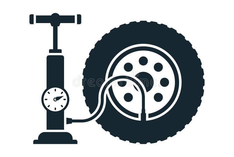 Black Icon Inflate a Car Tire. Stock Vector - Illustration of balloon ...