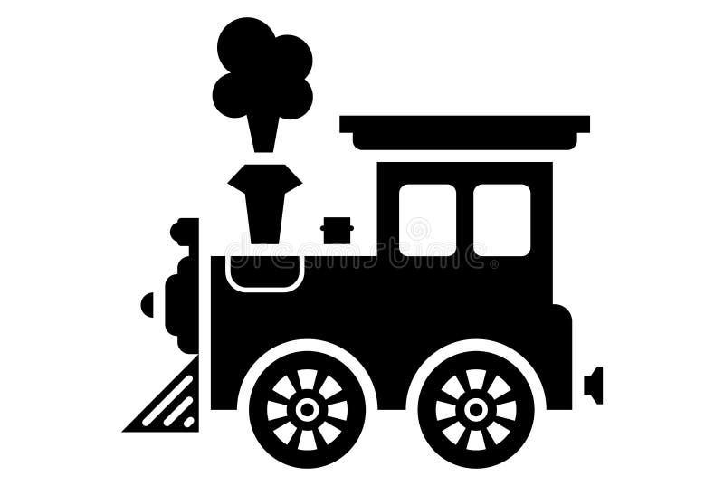 Black Icon of Old Coal Train. Children Toy Stock Vector - Illustration ...