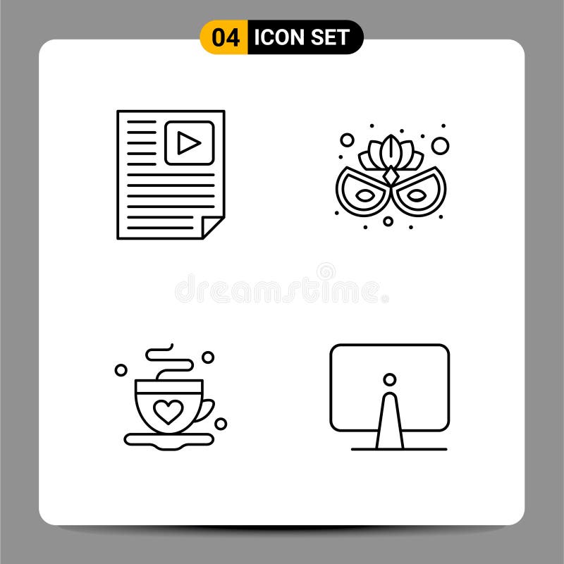 4 Black Icon Pack Outline Symbols Signs for Responsive Designs on White ...