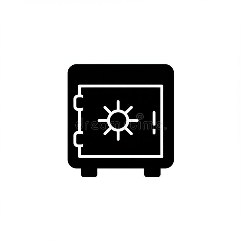 Black Icon of a Safe with a Detailed Door Featuring a Circular ...