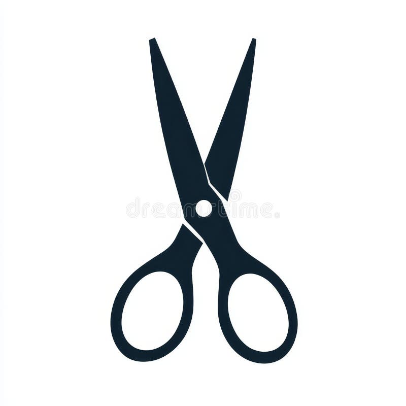 Black Icon of Scissors with Two Blades, Isolated on White, Featuring a ...