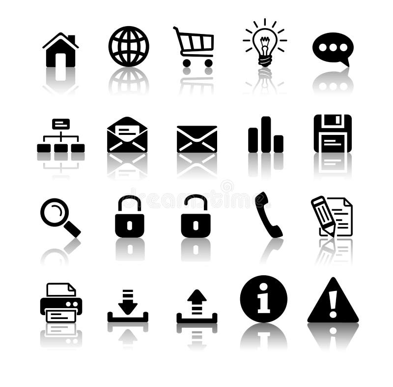 Black icon set stock vector. Illustration of internet - 10492094