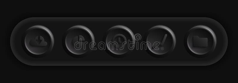 Black Icon Set. Round Buttons for UI Display Stock Vector ...