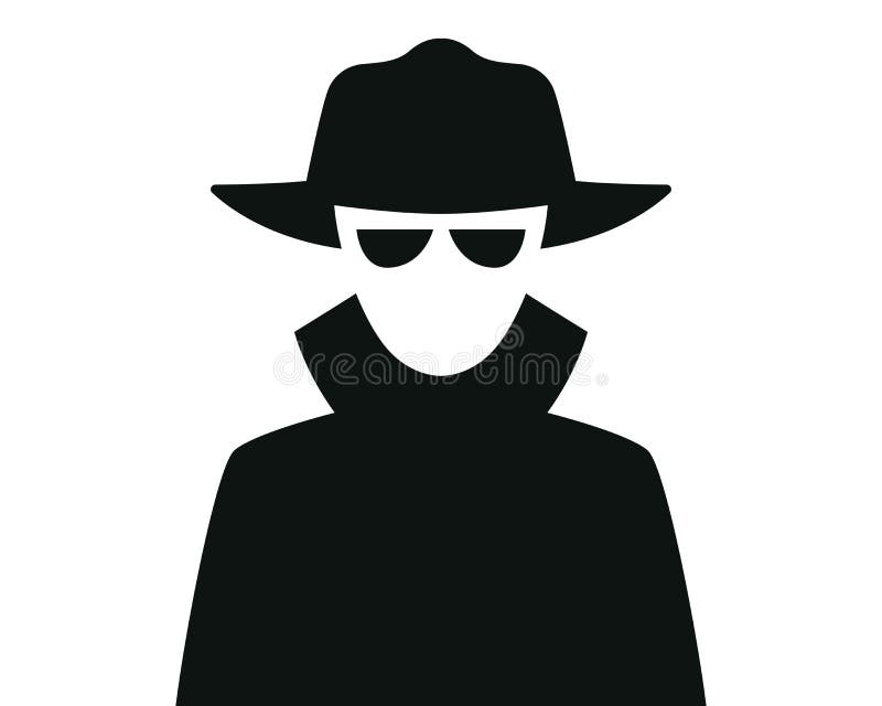 Black Icon of a Spy with Glasses. Hidden Security Agent Stock Vector ...