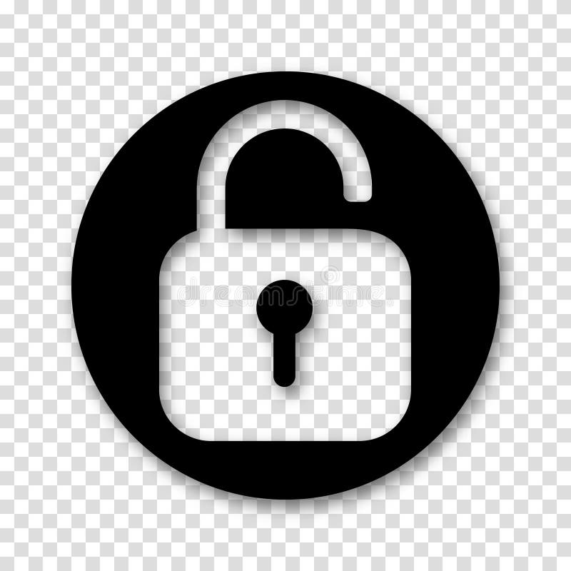 Black Icon Unlock Padlock. Vector Illustration with Sign on a ...