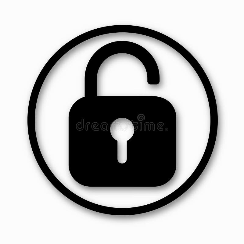 Black Icon Unlock Padlock. Vector Illustration with Sign on a White ...