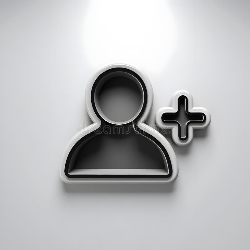 Black Icon of User Silhouette with "+" Sign, Representing User Addition ...