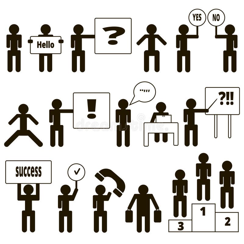 Black Icons of People Performing Different Actions Stock Vector ...