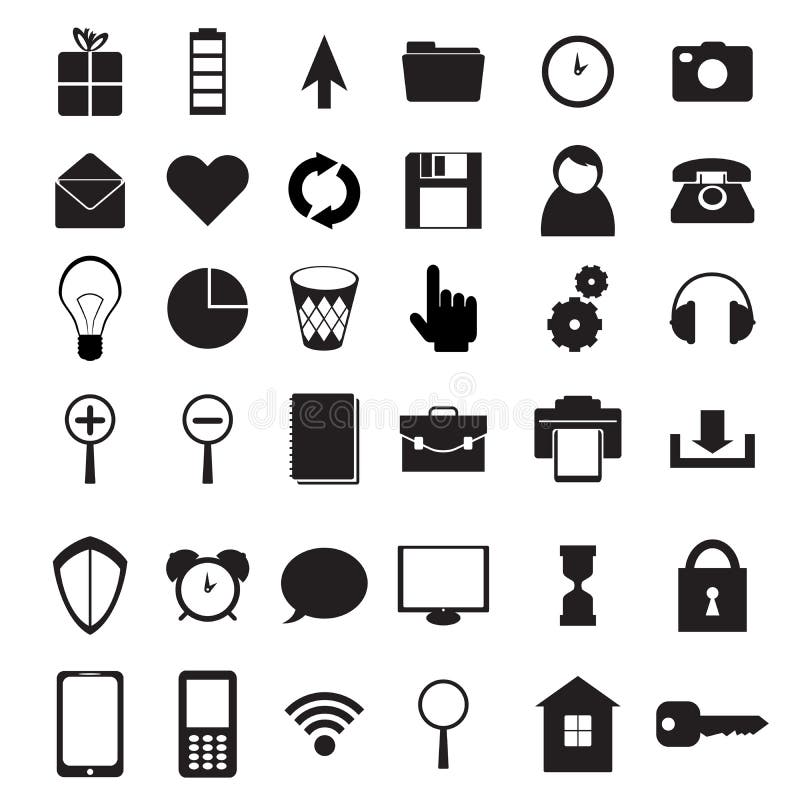 Black icons set stock vector. Illustration of icons, discussion - 37225013