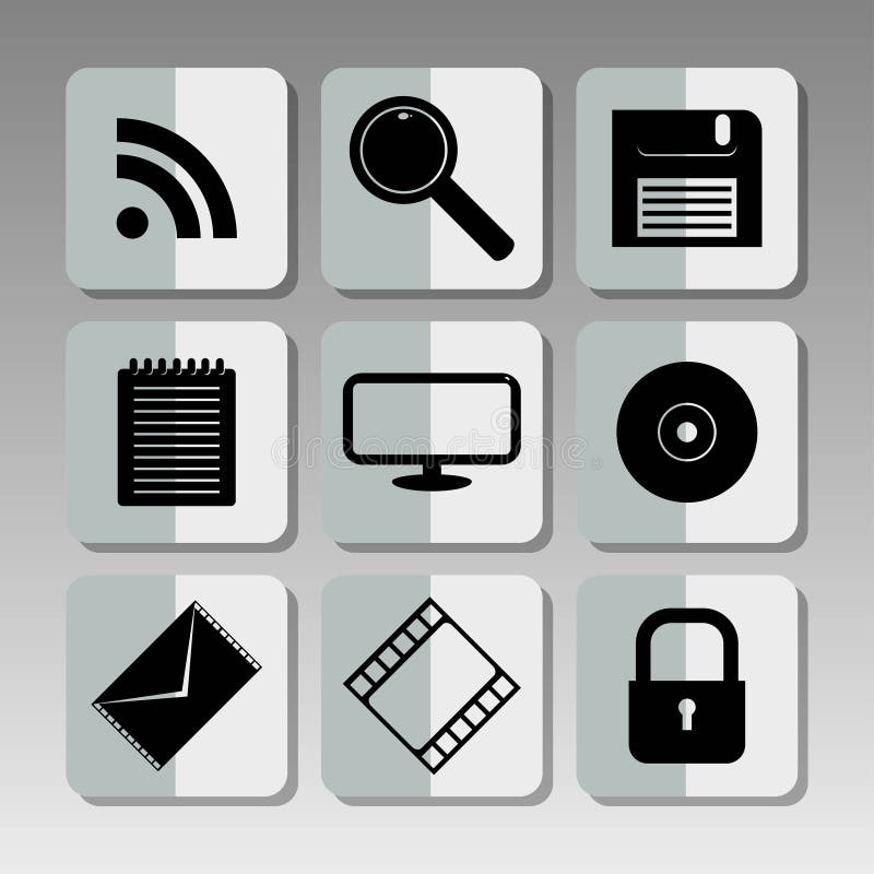 Black icons set 2 stock vector. Illustration of document - 58881557