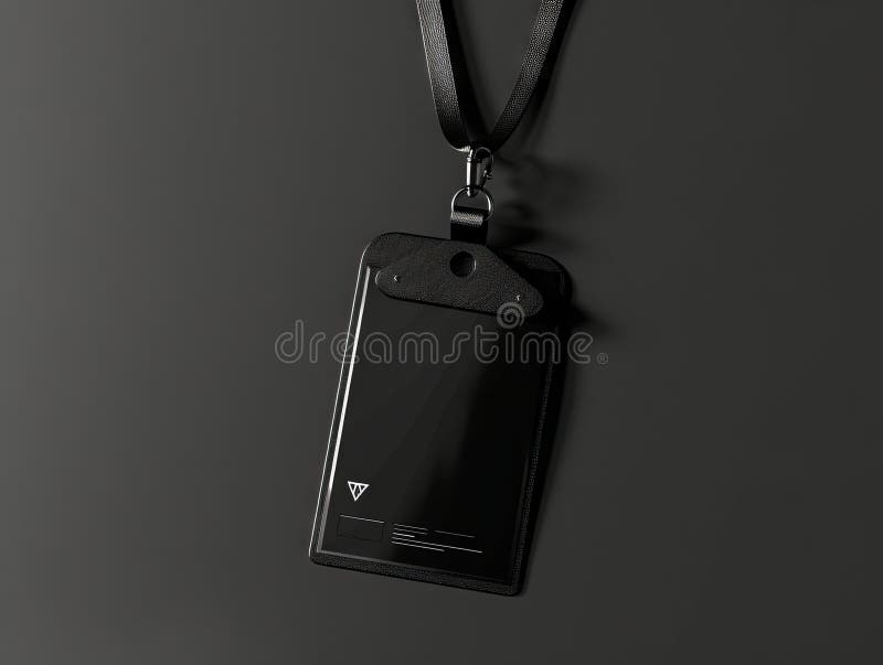 A Black Id Tag Hanging from a Chain Stock Photo - Image of lanyard ...