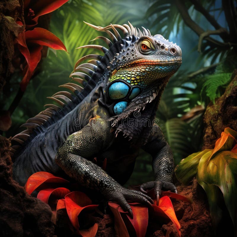 Black Iguana, Ctenosaura Similis Made with Generative AI Illustration ...