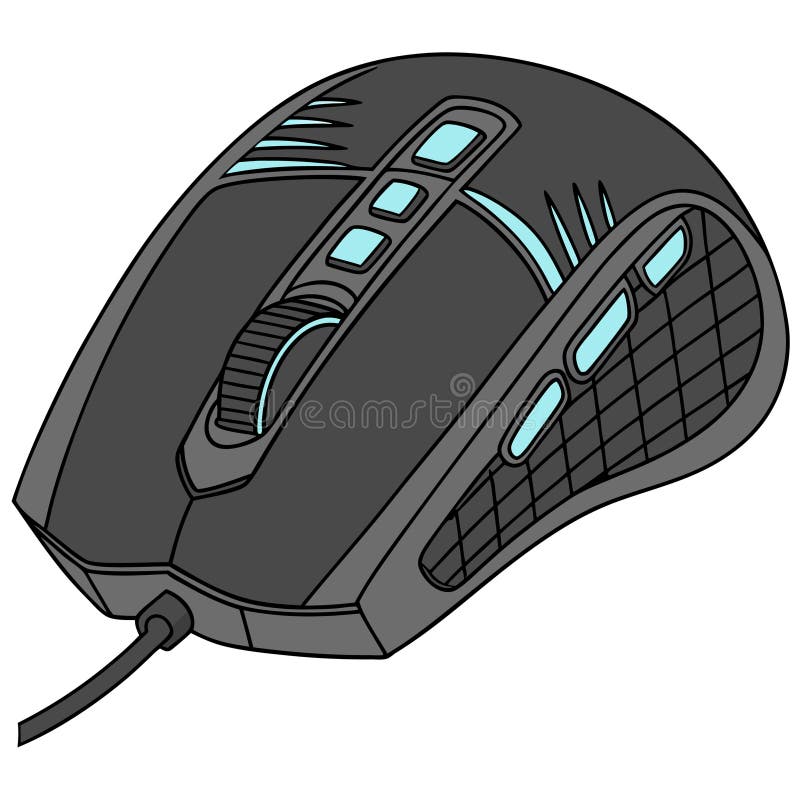 Black Illuminated Gaming Computer Mouse. Front View, 45 Degree Angle ...