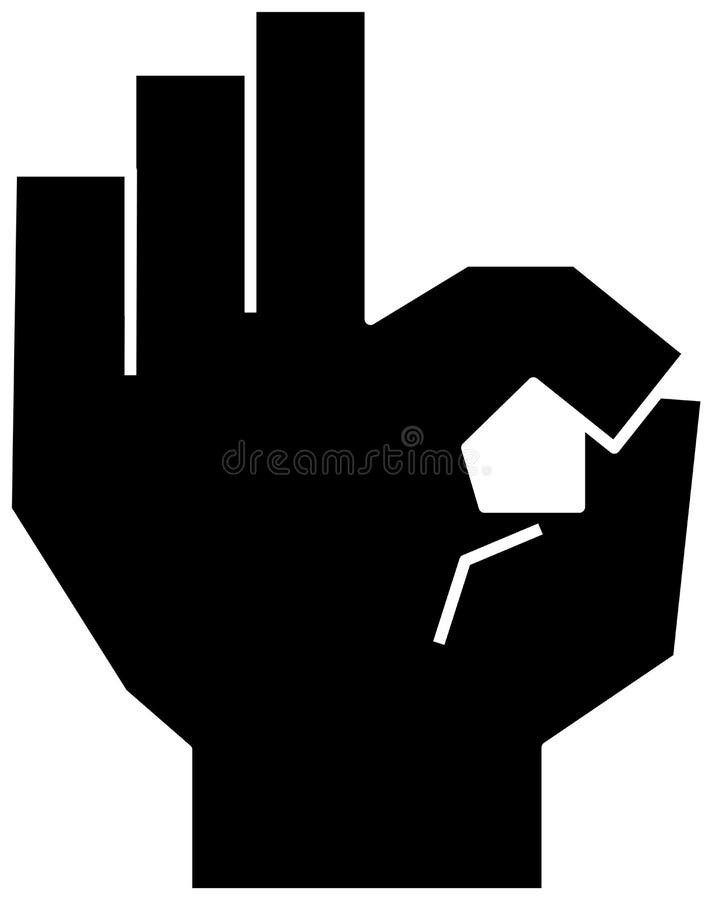 Black Illustration of a Squared Hand Sign Stock Vector - Illustration ...