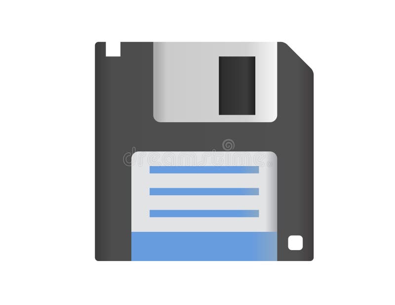 Black 3.5 Inch Floppy Disk, Save Icon with Silver Shutter Positioned Up ...