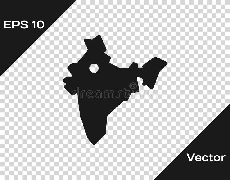 Black India Map Icon Isolated on Transparent Background. Vector Stock ...