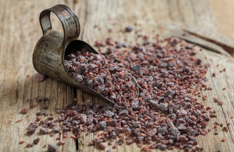 Black Indian Salt in a Metal Scoop Stock Photo - Image of brown, kala ...