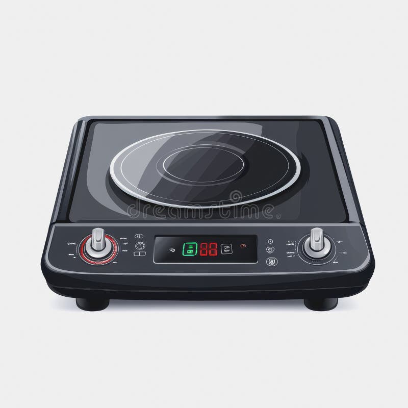 Black Induction Cooker with Digital Display Modern Kitchen Appliance Cooking Technology ...