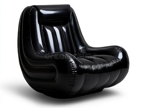 A Black Inflatable Chair on a White Background Stock Photo - Image of ...