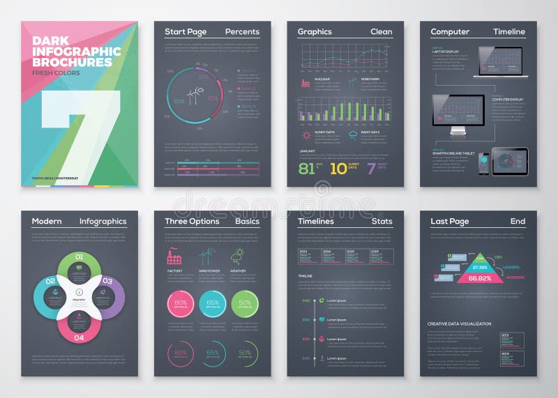 Black Infographic Templates in Business Brochure Style Stock Vector ...