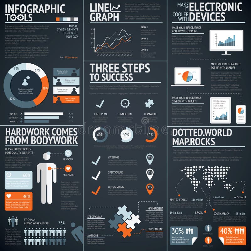 Black Infographic Templates in Business Brochure Style Stock Vector ...