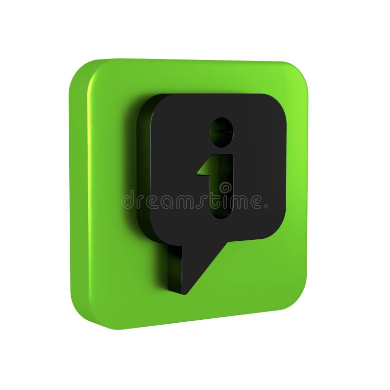 Black Information Icon Isolated on Transparent Background. Green Square ...