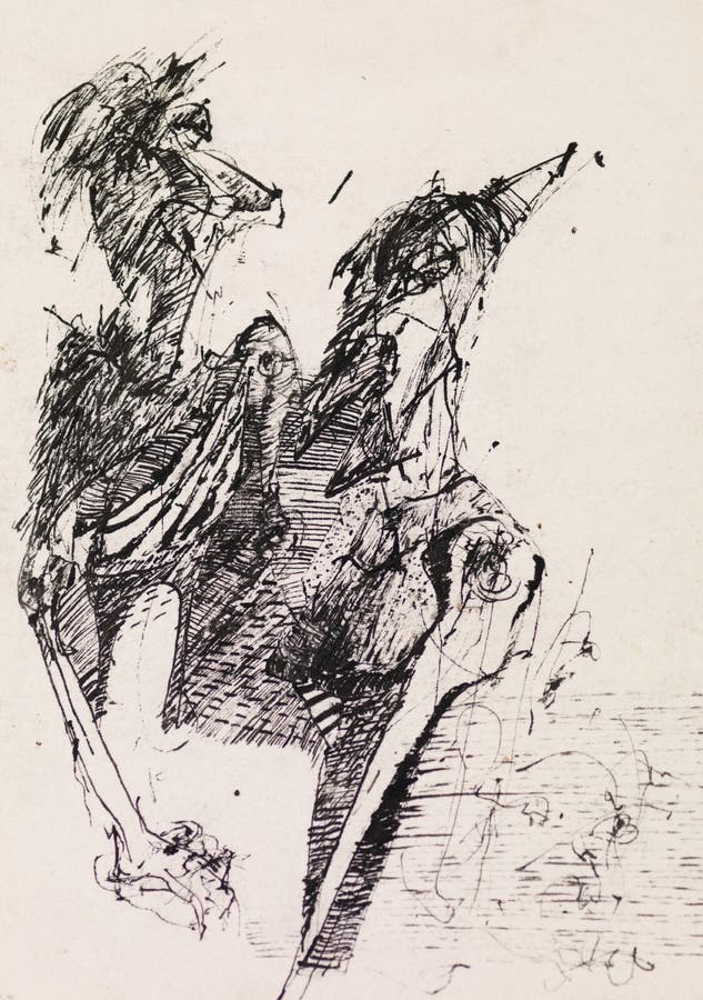 Abstract drawing black ink stock illustration. Illustration of ...