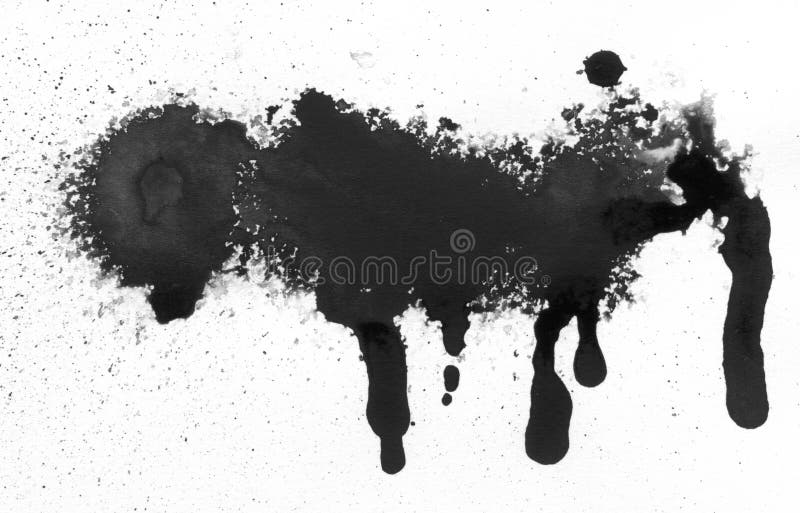 Black Ink Blot on White Texture Watercolor Paper Background Stock Photo ...