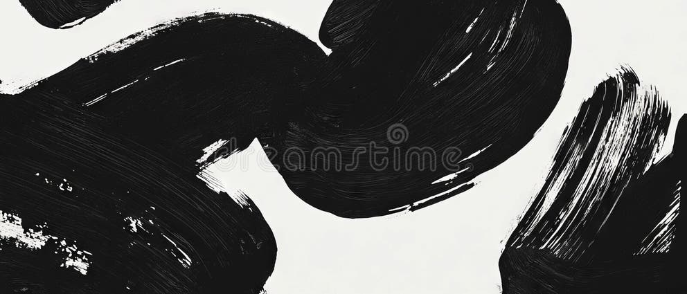 Black Ink Brushstroke Patterns on a Textured White Background Create ...