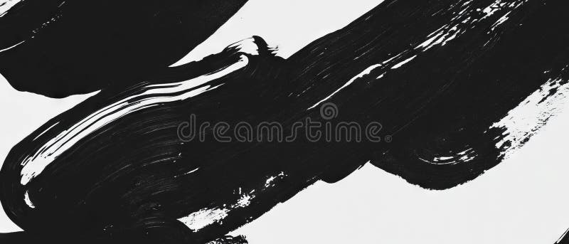 Black Ink Brushstroke Patterns on a White Background Create a Striking ...