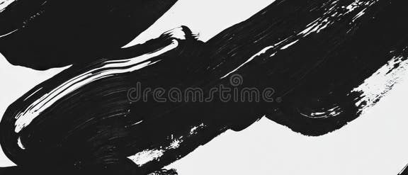 Black Ink Brushstroke Patterns on a White Background Create a Striking ...