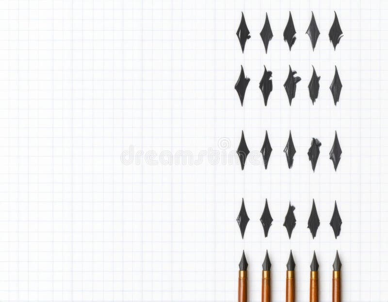 Black Ink Calligraphy Practice on Grid Paper Stock Illustration ...