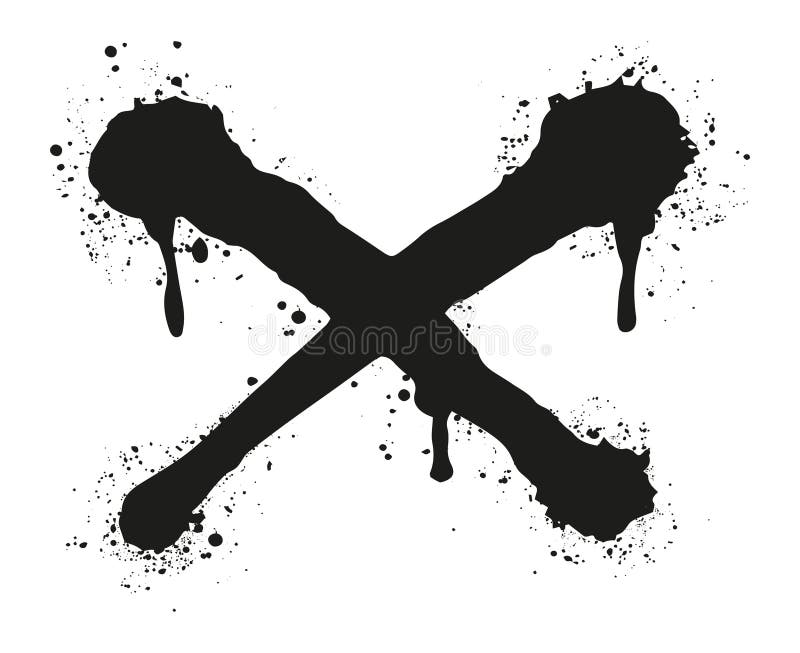 Black Ink Cross with Splattered Paint on a White Background this Flat ...