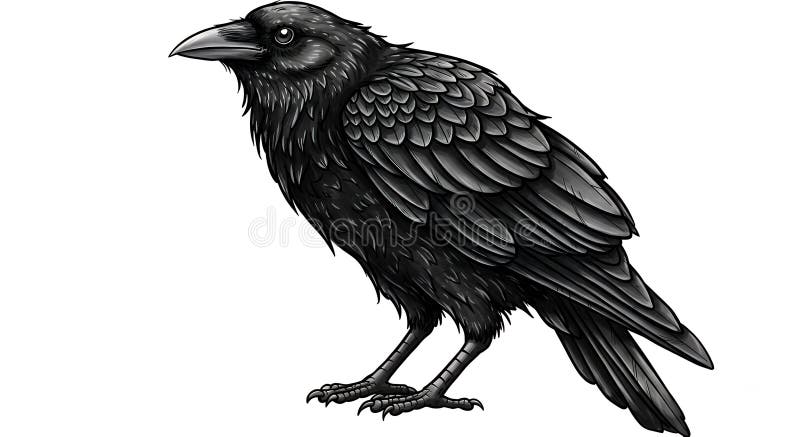 Black Ink Crow Tattoo Design Illustration Stock Illustration ...