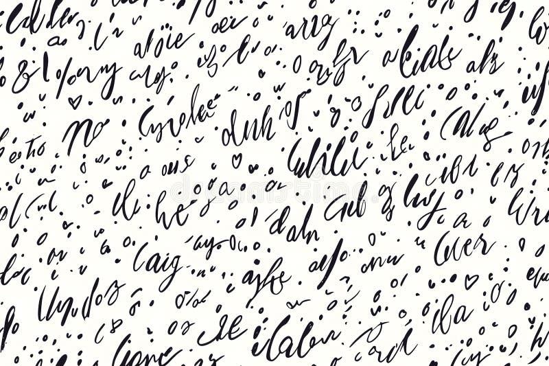 Black Ink Cursive Flow: Seamless Pattern of Handwritten Phrases on a ...