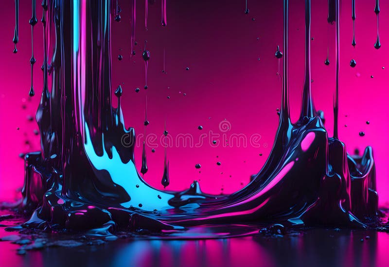 Black Ink Drip. Cyberpunk Banner Stock Illustration - Illustration of ...