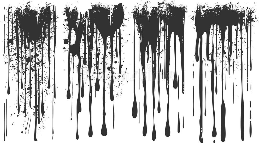 Black Ink Dripping and Splattering on a White Background, Creating ...