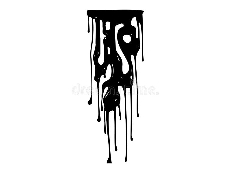 Black Ink Drips Isolated on a White Background. Concept of Abstract Art ...