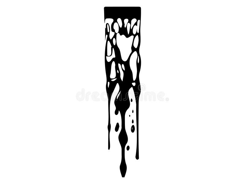 Black Ink Drips Isolated on a White Background. Concept of Abstract Art ...
